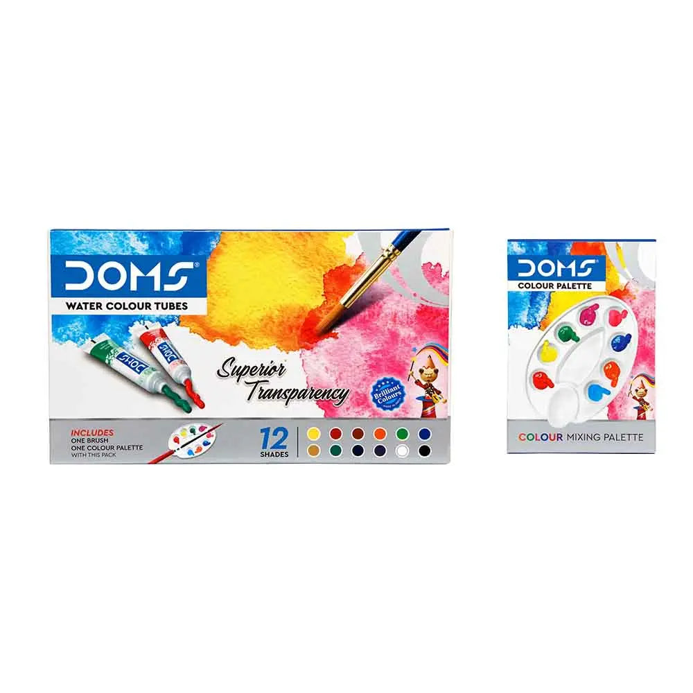 Doms Water Colour Tubes Set of 12 shades (5ml Tubes) - Canvazo